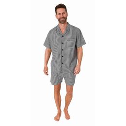 Normann Pyjama Herren Schlafanzug Shorty Pyjama kurzarm gewebt zum Knöpfen