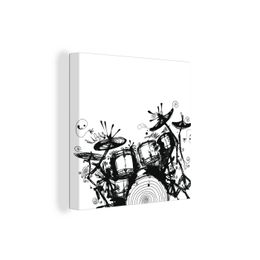 OneMillionCanvasses® OneMillionCanvasses® Leinwandbild Schwarze und weiße Illustration eines Schlagzeugs