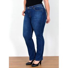 ESRA Straight-Jeans FG2 High Waist Jeans Damen Straight Hose Stretch bis Übergröße Plus Size