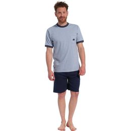 PASTUNETTE Schlafanzug Herren Shorty Pyjama blau (2 tlg) Klassisch