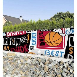 MyMaxxi Sichtschutzzaunmatten Zaunbanner Basketball Slogan Sichtschutz Garten Zaun