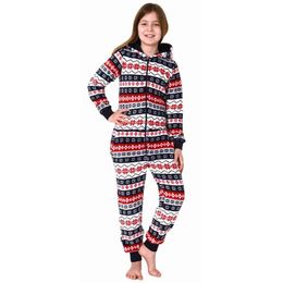 Normann Pyjama Mädchen Jumpsuit Overall Schlafanzug in Norweger Optik