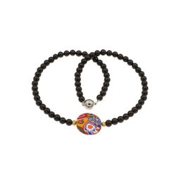 Bella Carina Perlenkette Kette mit Murano Glas Mosaik Perle bunt und Achat
