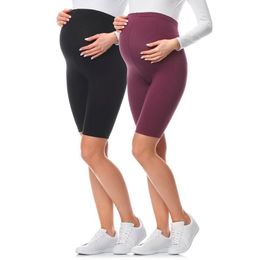 Be Mammy Umstandsleggings 2Pack Kurze Umstandsleggings aus Baumwolle BE20-228 (2-tlg) elastischer Bund