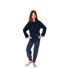 Normann Pyjama Mädchen Frottee Pyjama lang Schlafanzug mit Bündchen