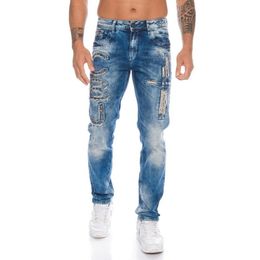 Cipo & Baxx Cipo & Baxx Slim-fit-Jeans Herren Jeans Hose mit stylischen Applikationen aufwendige Nietenverzierung