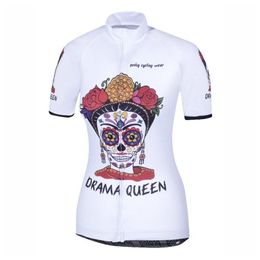 prolog cycling wear Radtrikot Fahrradtrikot Damen kurzarm „Drama Queen Weiß“ slim fit