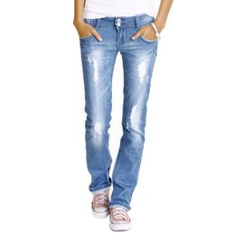 be styled Bootcut-Jeans Hüftjeans destroyed Bootcut Jeans Hose zerrissen gerades bein