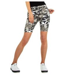 Ital-Design Shorts Damen Freizeit Camouflage Stretch Freizeitshorts in Hellgrau