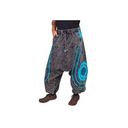 Kunst und Magie Haremshose Baggy Pants Hippie Baumwolle Haremshose Stonewashed Blume des Lebens