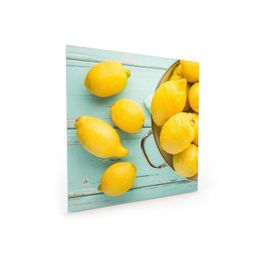 Primedeco Küchenrückwand Küchenrückwand Spritzschutz Glas mit Motiv Zitronen im Topf