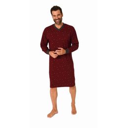 Normann Pyjama Herren langarm Nachthemd mit Bündchen in elegantem Minimalprint