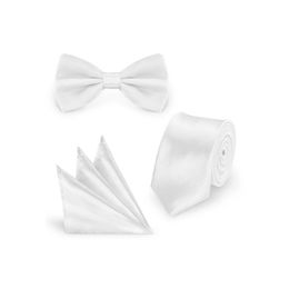 StickandShine Krawatte Krawatte Fliege Einstecktuch als SET 3 Teilig Uni aus Polyester 5 cm Breite / 148 cm Länge Einfarbig modern für Hochzeit Anzug (Krawatte Fliege und Einstecktuch