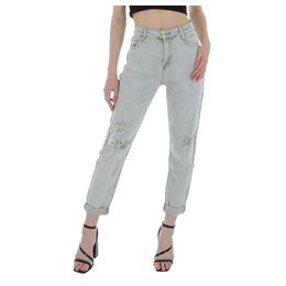 Ital-Design Relax-fit-Jeans Damen Freizeit Destroyed-Look Relaxed Fit Jeans in Hellgrün