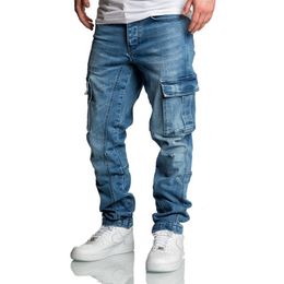 Amaci&Sons Amaci&Sons Straight-Jeans CARY Jeans Regular Slim Herren Regular Fit Cargo Denim Jeans Hose
