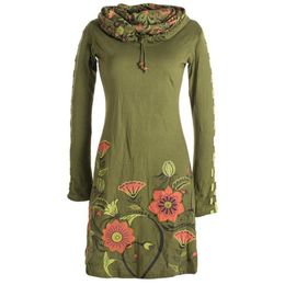 Vishes Midikleid Langärmliges Blumenkleid mit Schalkragen Hippie