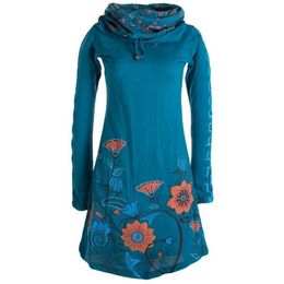 Vishes Midikleid Langärmliges Blumenkleid mit Schalkragen Hippie