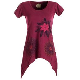 Vishes Tunikakleid Asymmetrisches Longshirt m. großen Blumen bedruckt Boho