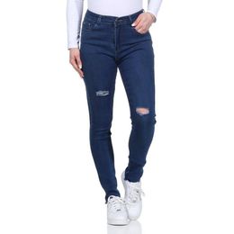 Aurela Damenmode Destroyed-Jeans Damen Jeanshosen im Used Look 5 Pocket Jeans mit Rissen (1-tlg)