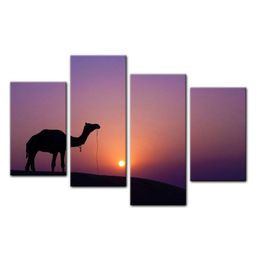 Bilderdepot24 Leinwandbild Kamel im Sonnenuntergang