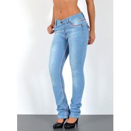 ESRA Straight-Jeans J755 High Waist Straight Fit Jeans Damen mit dicker Naht