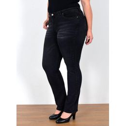 ESRA Straight-Jeans FG5 High Waist Damen Jeans Straight Leg Stretch Hose Übergröße Große Größe