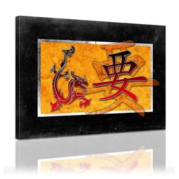 Bilderdepot24 Leinwandbild Chinesische Kunst (Drachen und Zeichen)