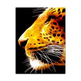 Bilderdepot24 Leinwandbild Leopard Neon