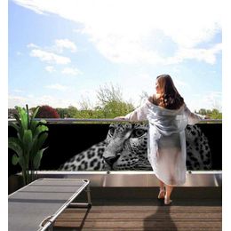 MyMaxxi Sichtschutzelement Balkonbanner Leopard grau Balkon Sichtschutz Garten