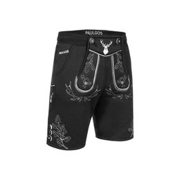 PAULGOS Trachtenhose Herren Jogginghose Design Lederhose Kurz Sweathose Bermuda Shorts JOK5