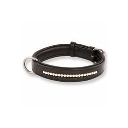 Monkimau Hunde-Halsband Hundehalsband aus Leder besetzt mit echten Swarovski-Perlen