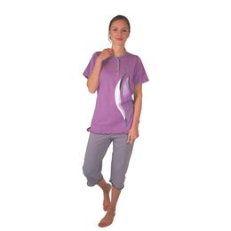 Consult-Tex Capri-Pyjama Damen Capri Schlafanzug Pyjama DF056 (1 Set) Oberteil mit Knopfleiste und Motivdruck