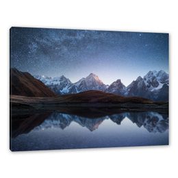Pixxprint Leinwandbild Sternenhimmel über dem Gebirge