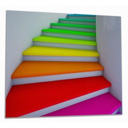 Wallario Herd-Abdeckplatte Bunte Treppe