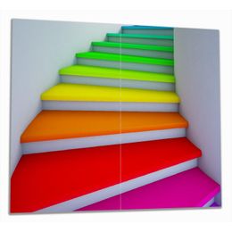 Wallario Herd-Abdeckplatte Bunte Treppe