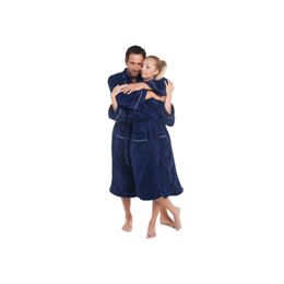 CelinaTex Bademantel Saunamantel Kimono für Sie&Ihn flauschig Wellsoft blau S