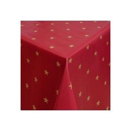 Moderno Tischdecke Wachstuch Tischdecke Wachstischdecke Weihnachten abwaschbar mit Sterne Motiv Rot-Gold