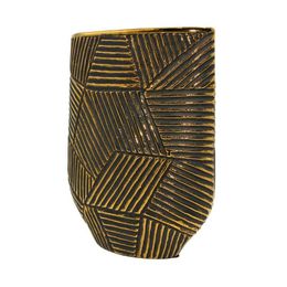 Dekohelden24 Dekovase Edle hochwertige schmale Keramik Vase in gold-schwarz