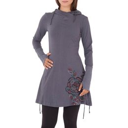 PUREWONDER A-Linien-Kleid Kapuzenkleid mit Blumen-Print dr132 Jersey