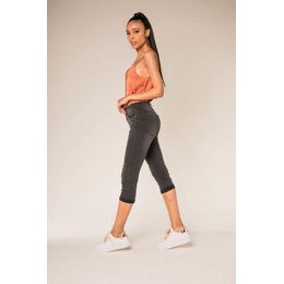 Nina Carter Caprihose Capri Jeans Shorts Stretch Skinny 3/4 Bermuda Kurze Hose Weich (1-tlg) 3204 in Grau