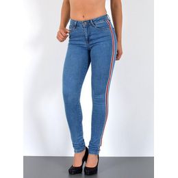 ESRA Skinny-fit-Jeans J330 Damen High Waist Skinny Jeans mit Streifen