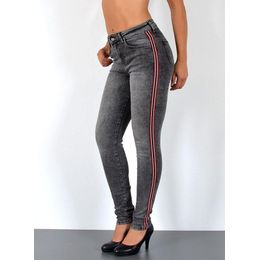 ESRA Skinny-fit-Jeans J330 Damen High Waist Skinny Jeans mit Streifen