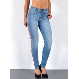 ESRA Skinny-fit-Jeans J330 Damen High Waist Skinny Jeans mit Streifen