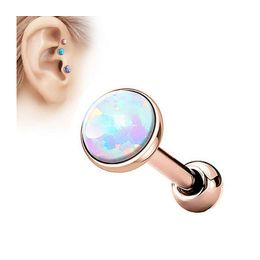 Taffstyle Piercing-Set Tragus Stecker mit flachen Opal Steinen Rund