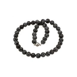 Bella Carina Perlenkette kette mit Schneeflocken Obsidian 10 mm Perlen
