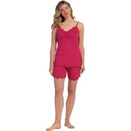 PASTUNETTE Schlafanzug Damen Shorty Schlafanzug (2 tlg) mit Spitze abegesetzt