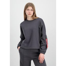Sweater Alpha Industries "ALPHA Women - Sweatshirts X-Fit Label OS Wmn" Gr. L, grau (vintage grey) Damen Sweatshirts