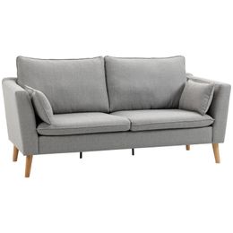 HOMCOM 2-Sitzer Sofa mit Rücken-und Zusatzkissen grau (Farbe: hellgrau)