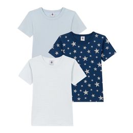 Petit Bateau - T-Shirt STARS 3er Pack in blau, Gr.110