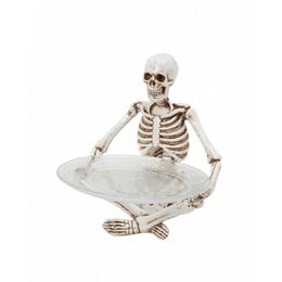 Horror-Shop Dekoobjekt Teller haltendes Skelett im Schneidersitz 27 cm